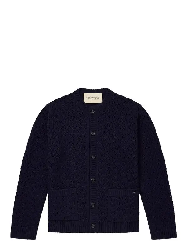 Valentino Garavani Wool And Cashmere-blend Cardigan - Blue