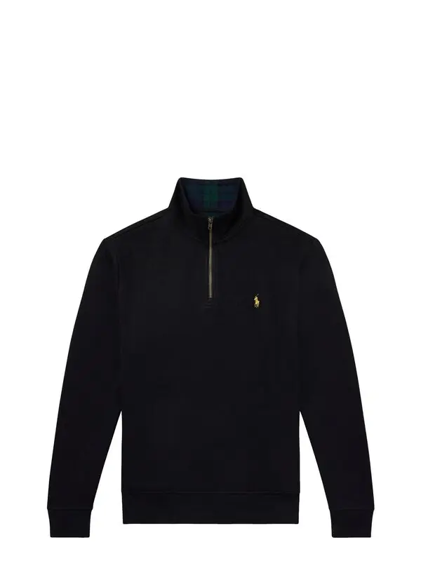 Polo Ralph Lauren Logo-embroidered Cotton-blend Half-zip Sweatshirt - Black