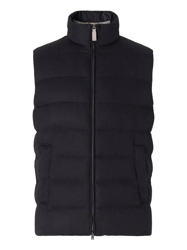 Herno Quilted Silk And Cashmere-blend Gilet - Black