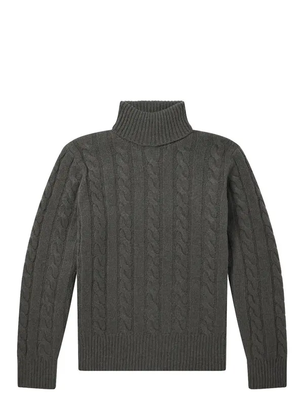 Polo Ralph Lauren Cable-knit Wool And Cashmere-blend Turtleneck Sweater - Green