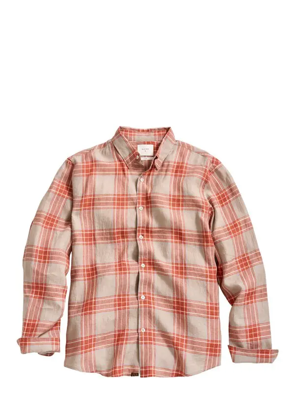 Billy Reid Bold Plaid Linen Wilson Shirt - Brick