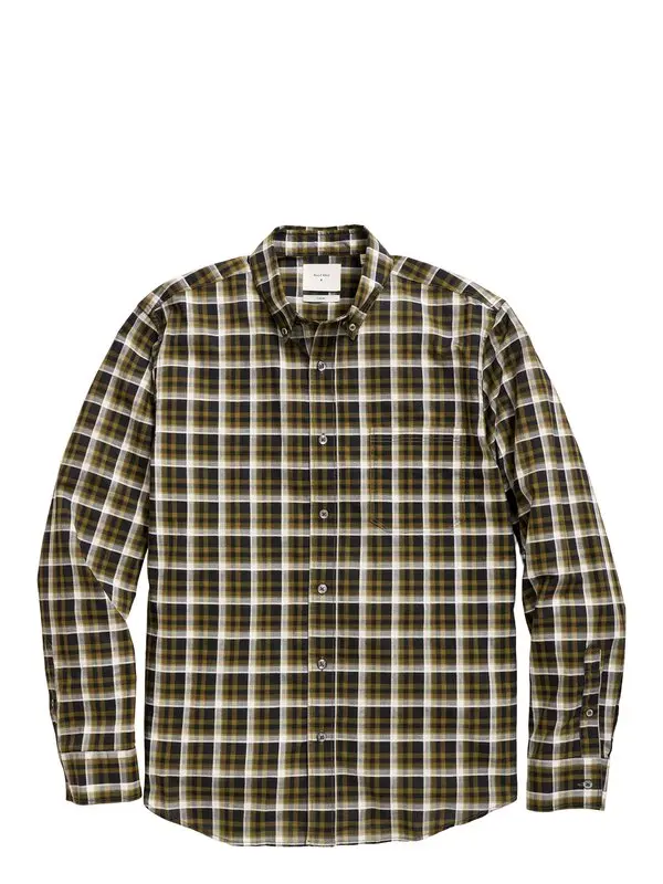 Billy Reid Textural Grid Plaid Tuscumbia Shirt Button Down - Olive,multi