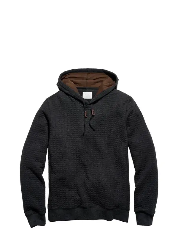 Billy Reid Box Quilt Hoodie Pullover - Black