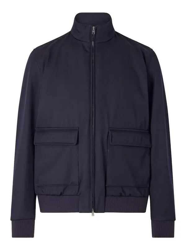Herno Virgin Wool-twill Bomber Jacket - Navy