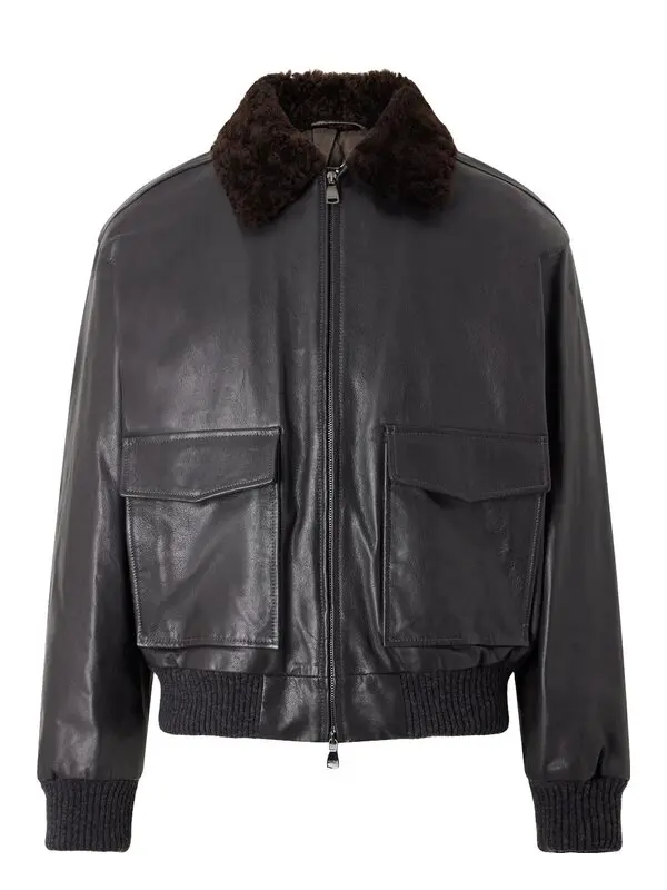 VALSTAR Smith Shearling-trimmed Full-grain Leather Jacket - Black