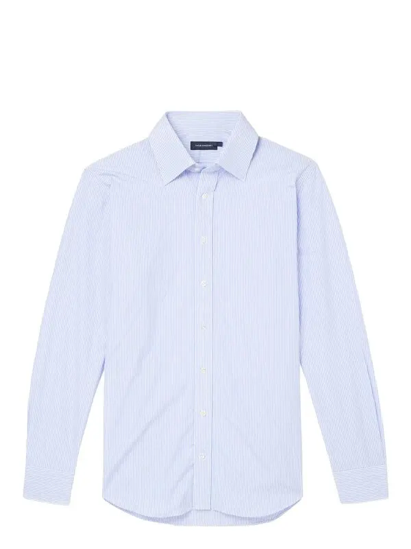 Thom Sweeney Lecce Striped Cotton-poplin Shirt - Blue