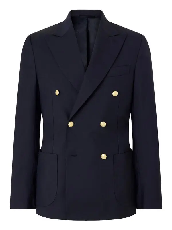 DE PETRILLO Vesuvio Double-breasted Wool-twill Suit Jacket - Blue