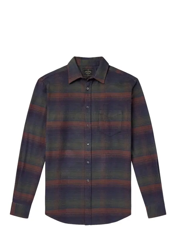Portuguese Flannel Old Pine Checked Cotton-flannel Shirt - Blue