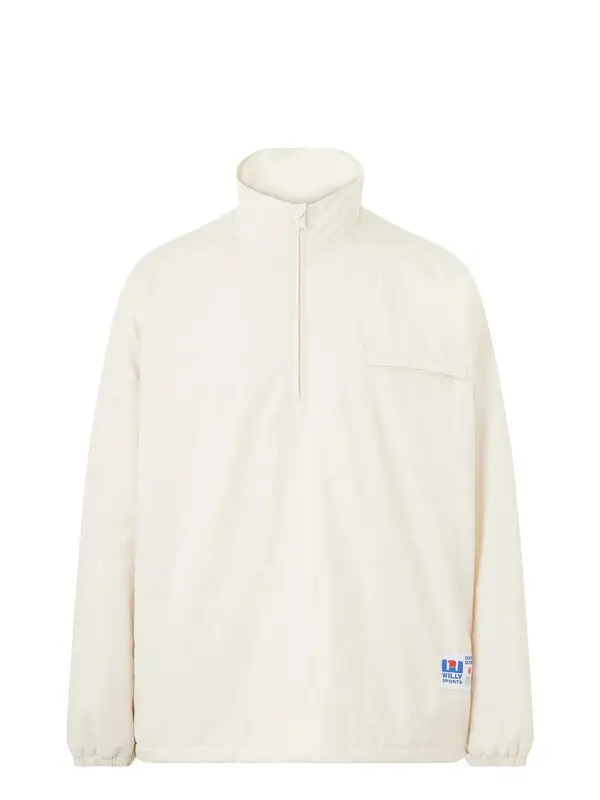 WILLY CHAVARRIA Appliquéd Fleece-lined Shell Half-zip Jacket - Neutrals