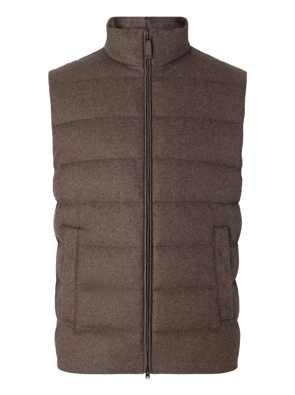Herno Quilted Silk And Cashmere-blend Gilet - Brown