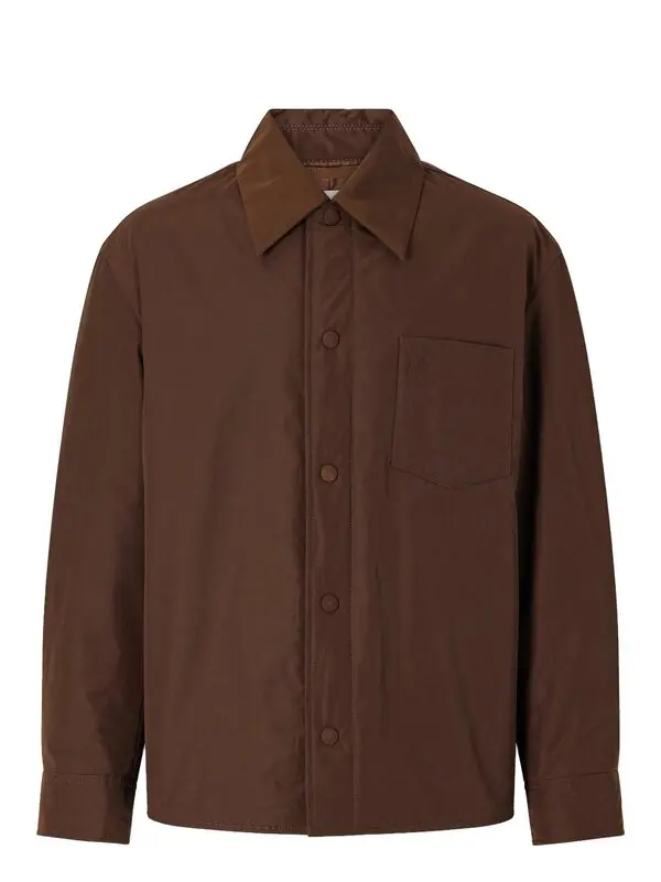 AMI Paris Logo-embroidered Padded Canvas Overshirt - Brown