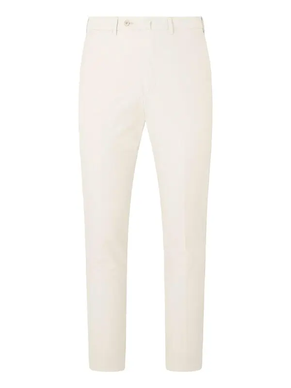 DE PETRILLO Tapered Cotton And Silk-blend Twill Trousers - Beige