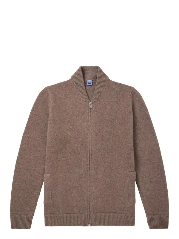 Fedeli Berkley Wool And Cashmere-blend Zip-up Sweater - Brown