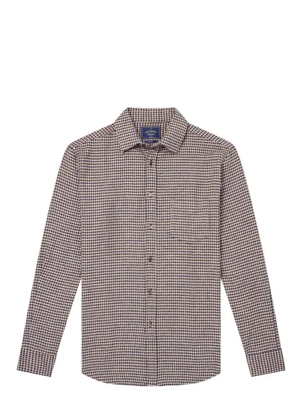 Portuguese Flannel Houndstooth Organic Cotton-flannel Shirt - Blue