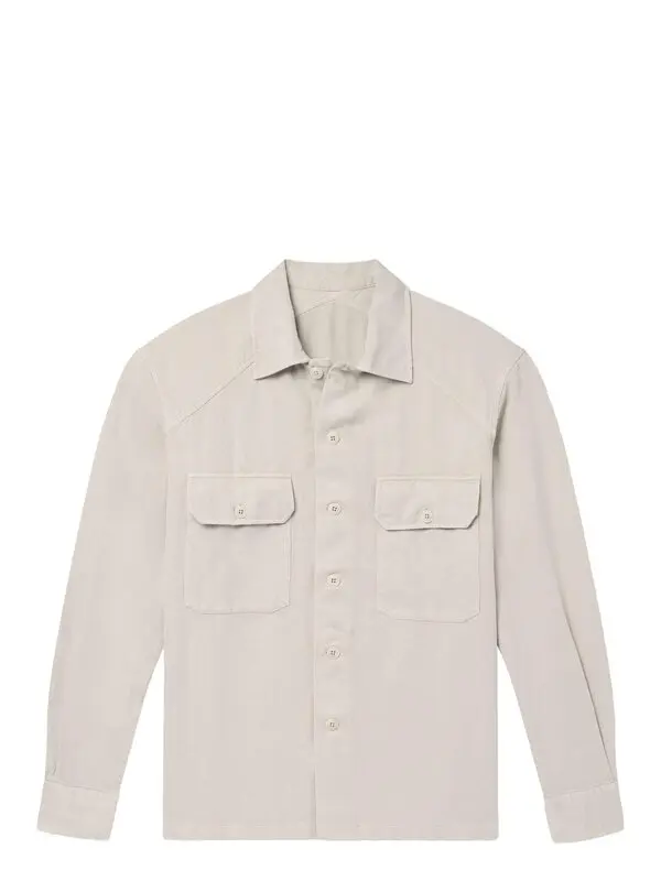 Ralph Lauren Purple Label Cotton And Linen-blend Shirt - Cream