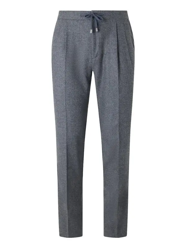 DE PETRILLO Straight-leg Wool And Cashmere-blend Drawstring Suit Trousers - Gray