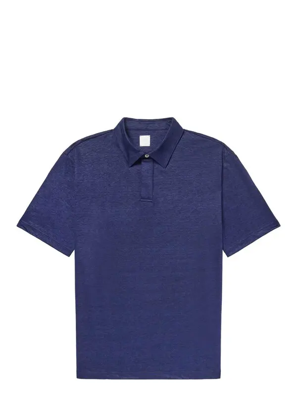 Eleventy Linen-jersey Polo Shirt - Navy