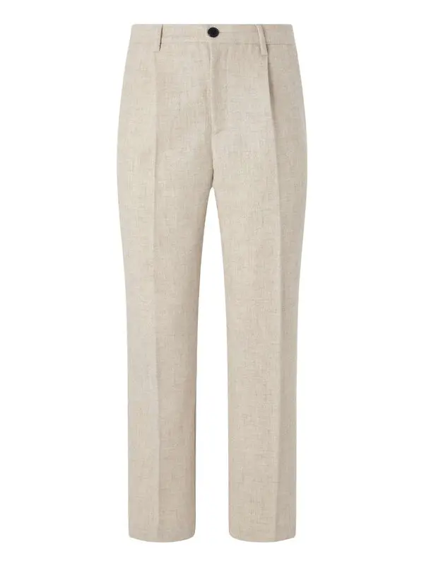 Portuguese Flannel Terroir Straight-leg Pleated Wool-twill Trousers - Ecru