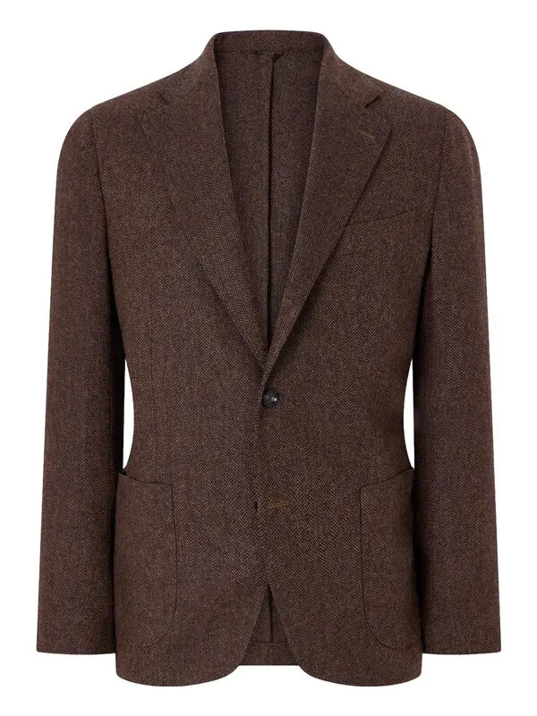 DE PETRILLO Posillipo Wool And Cashmere-blend Herringbone Blazer - Brown