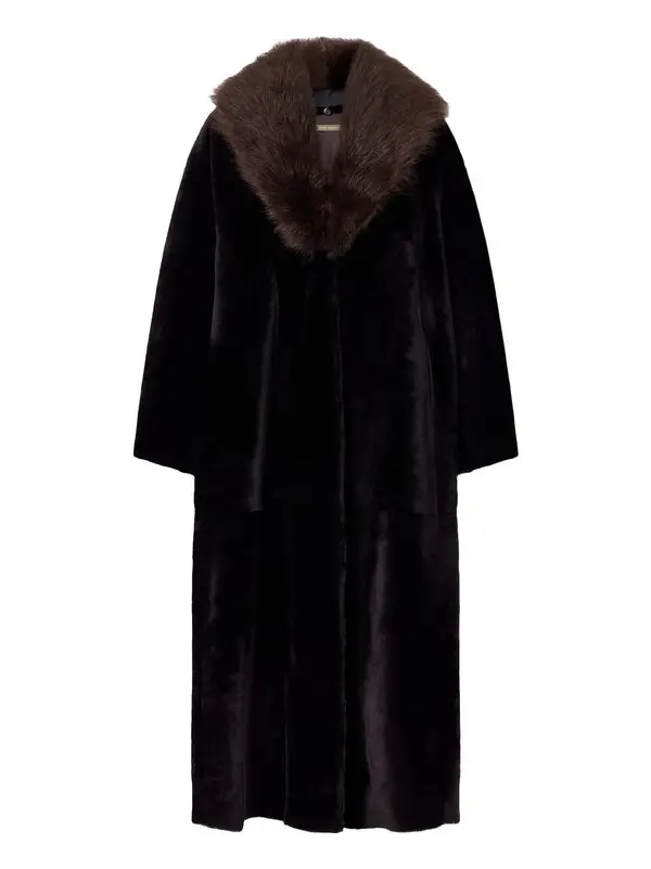 Nour Hammour Astoria Shearling Coat - Black