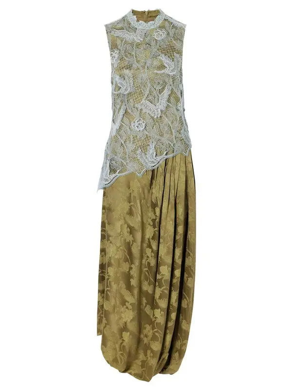 ALEMAIS Winfred Layered Lace-trimmed Floral-jacquard Maxi Dress - Multi