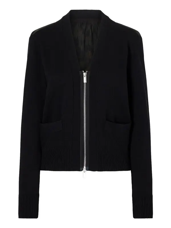 Sacai Cotton-blend Zip-up Cardigan - Black
