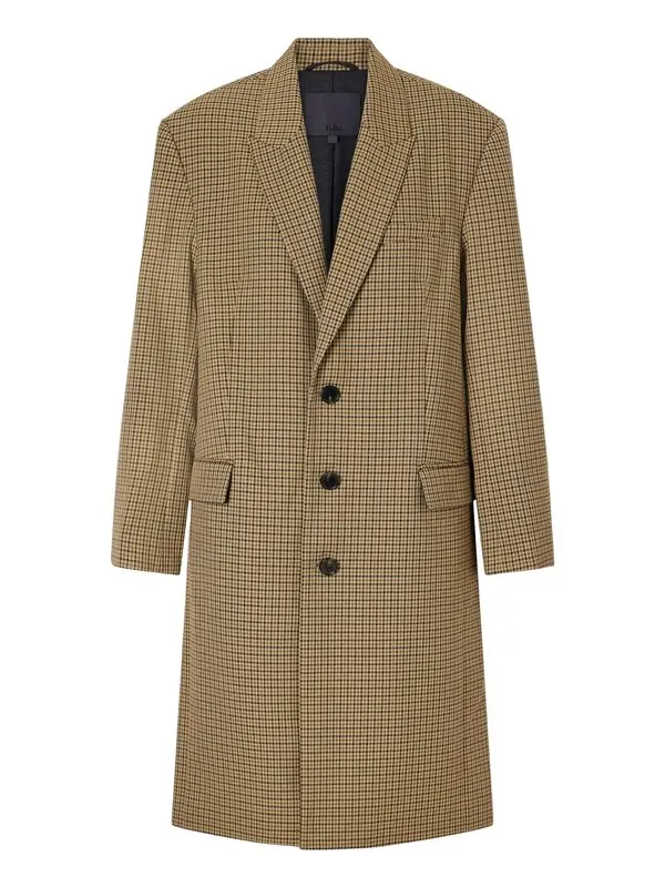 Tibi Checked Twill Coat - Brass