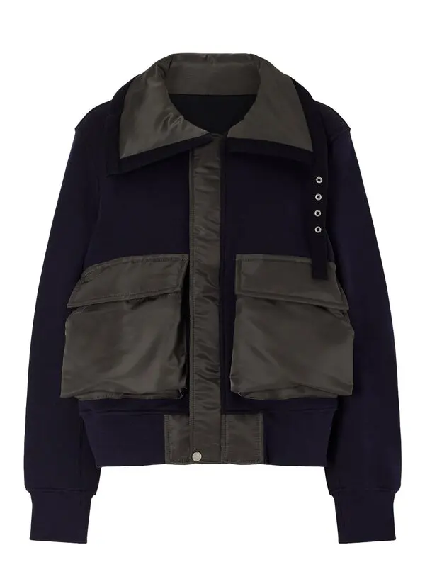 Sacai Sponge Sweat Shell-trimmed Cotton-blend And Wool Jacket - Multi