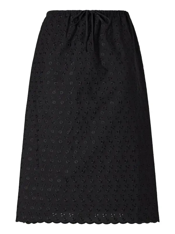 Faithfull The Brand Santana Broderie Anglaise Midi Skirt - Black
