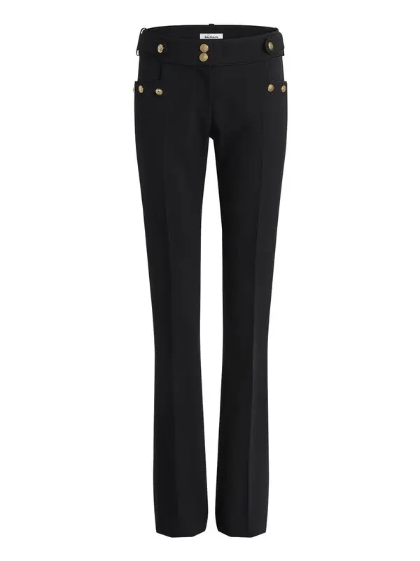 Balmain Wool Gabardine Trousers - Black