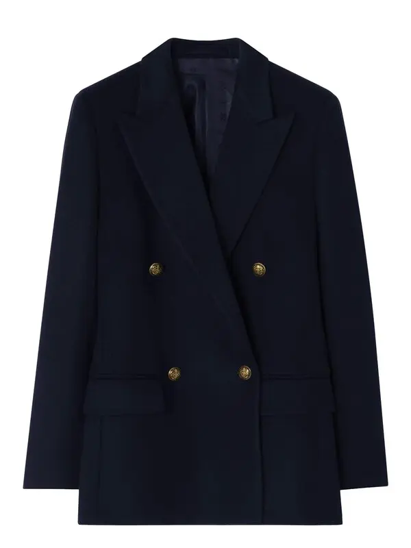 Burberry Cashmere Double-breasted Jacket - Navy