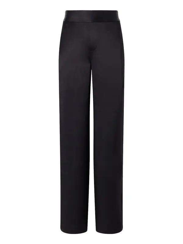 LISA YANG Satin Straight-leg Pants - Black