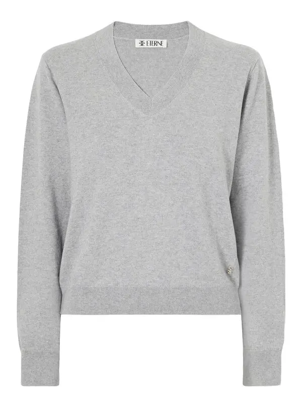 Eterne Cotton And Cashmere-blend V-neck Sweater - Gray