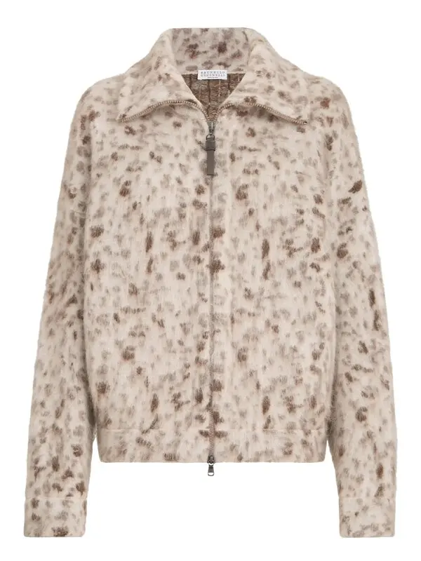Brunello Cucinelli Mohair-blend Zip-up Cardigan - White