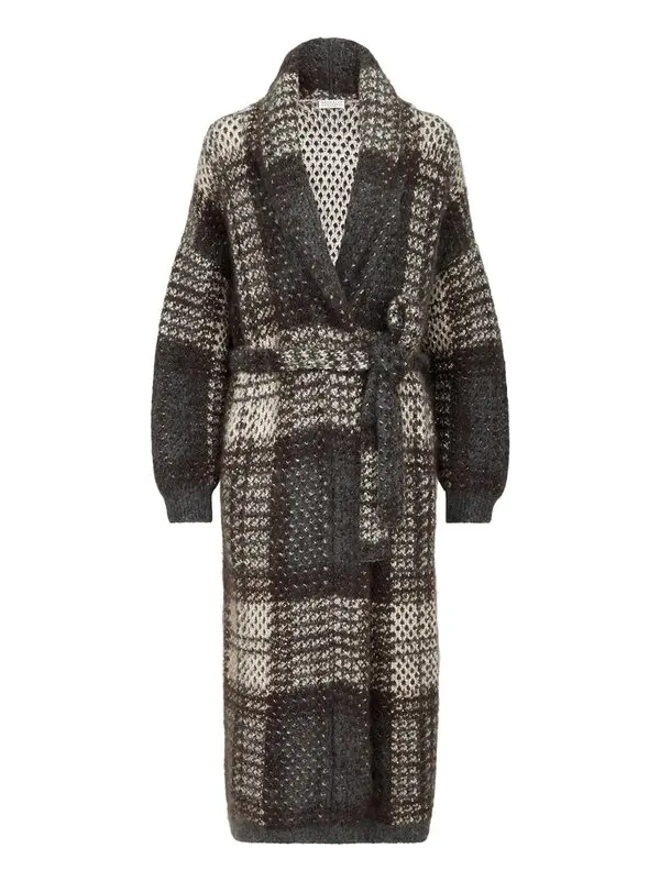 Brunello Cucinelli Tartan Longline Coat - Beige