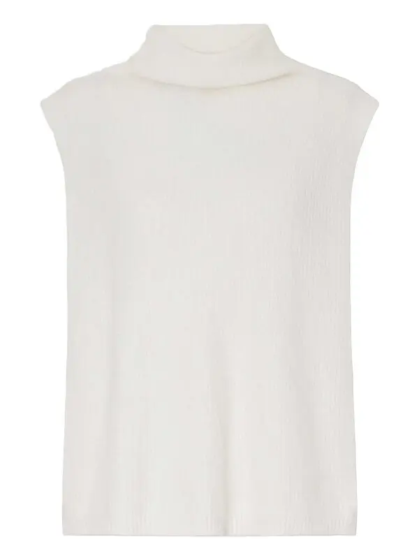 LISA YANG Aisla Ribbed Brushed Cashmere Turtleneck Sweater Vest - Cream