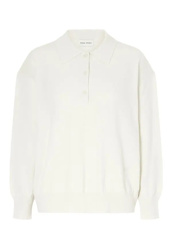 HIGH SPORT Elyse Cotton And Wool-blend Polo Shirt - Neutrals