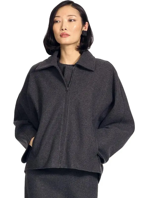 Sachin & Babi Kenna Black Brushed Knit Zip Jacket - Graphite