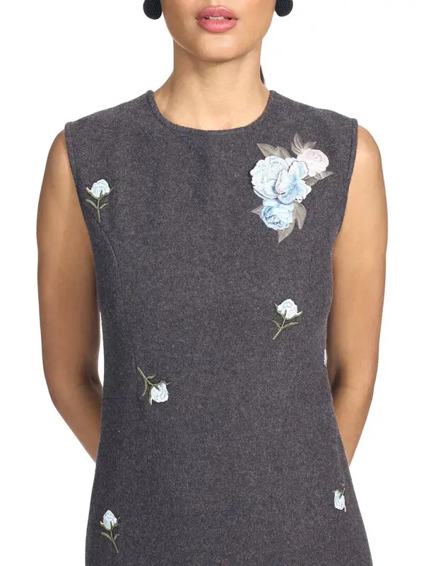 Sachin & Babi Asher Black Knit Wool Column Midi Dress - Graphite