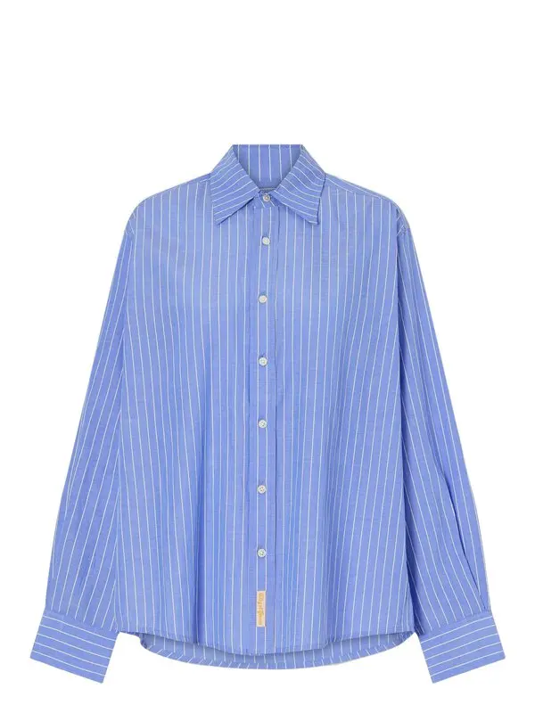 BODE Bluebell Striped Cotton-poplin Shirt - Light Blue