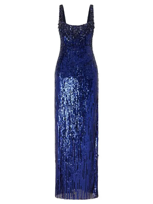 Jenny Packham Rosalie Crystal-embellished Sequined Tulle Gown - Blue