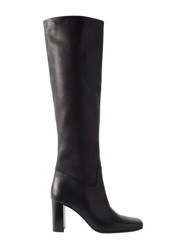 Khaite Petra 85 Leather Knee Boots - Black