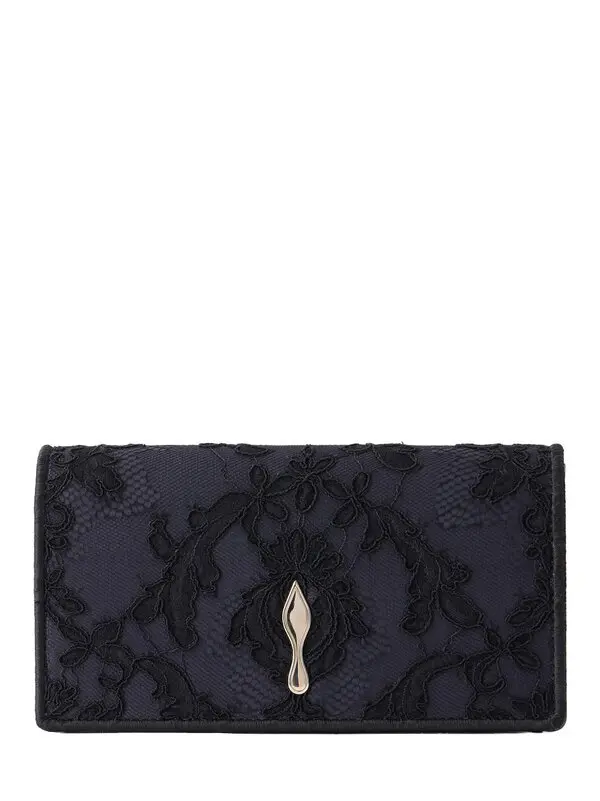 CHRISTIAN LOUBOUTIN Bettina Lace-trimmed Satin Clutch - Black
