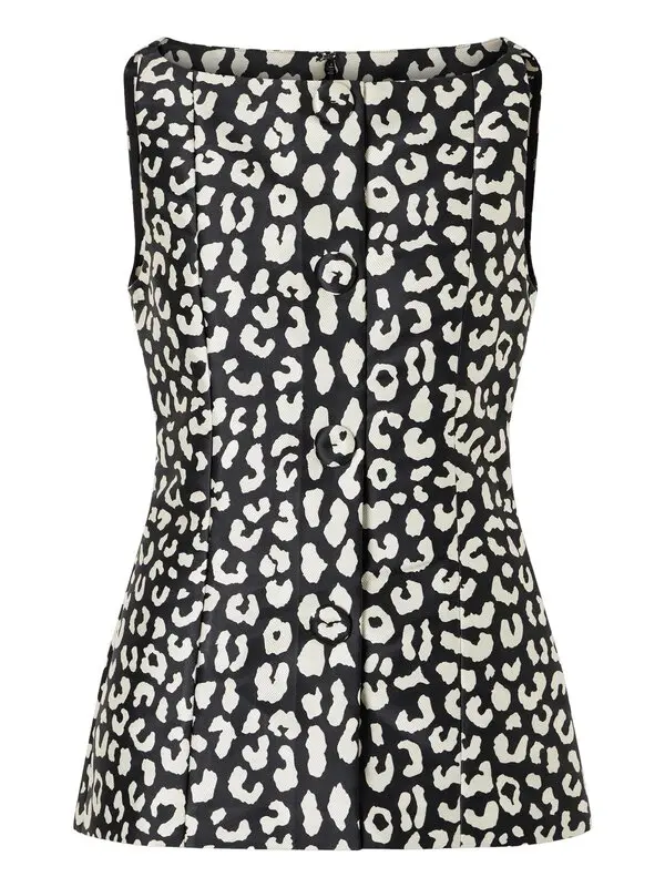 Carolina Herrera Leopard-patterned Jacquard Blouse - Black