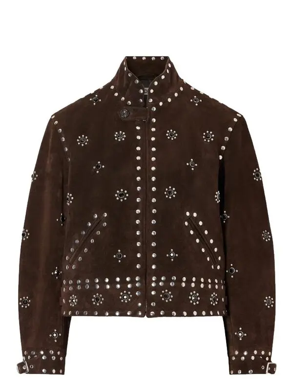 BODE Howard Studded Suede Jacket - Brown