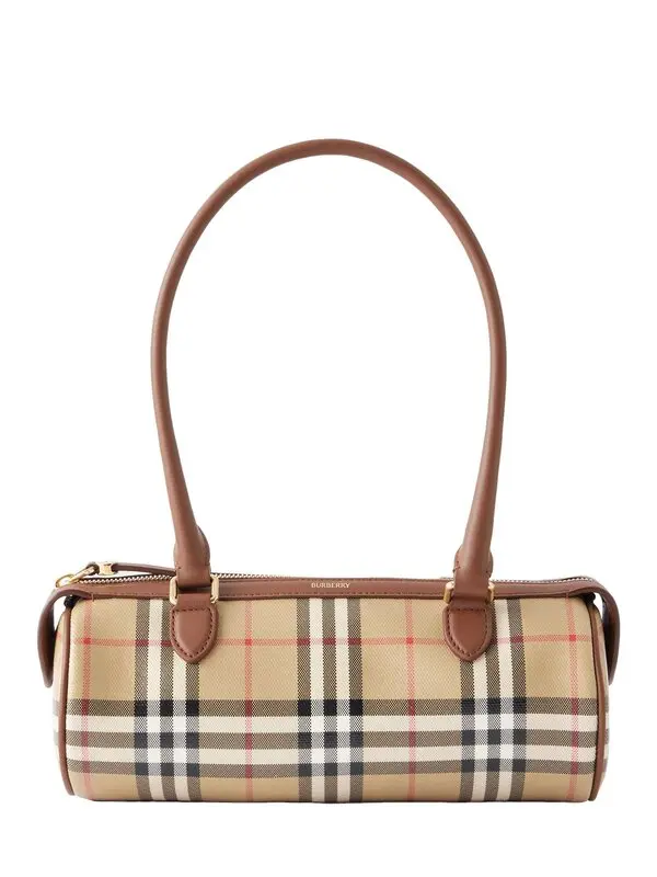 Burberry Barrel Mini Checked Coated-canvas Shoulder Bag - Beige