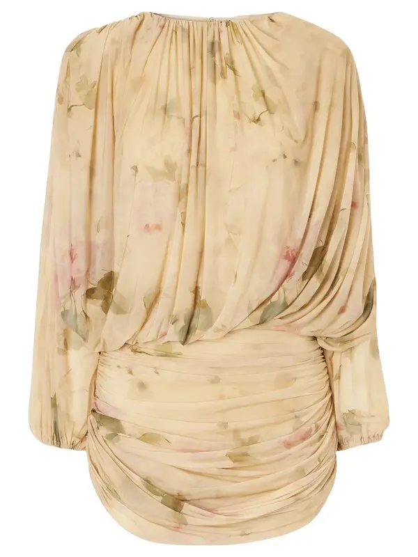 Magda Butrym Gathered Floral-print Georgette Mini Dress - Multi