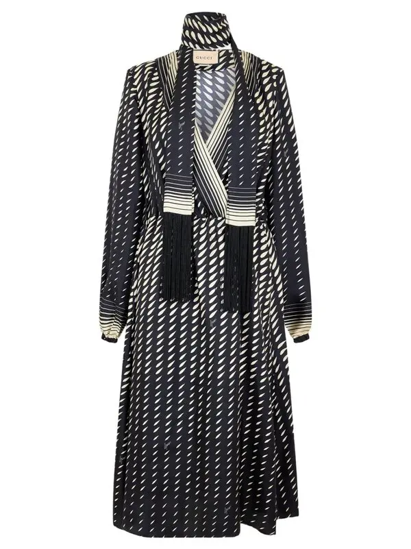Gucci Print Wrap Midi Dress - Black