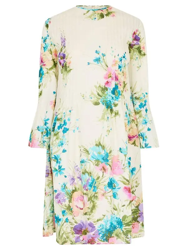 Gucci Watercolorfloral Shift Mini Dress - Grey