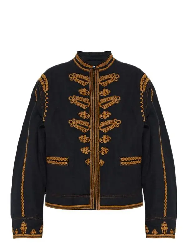Isabel Marant Étoile Embroidered Zipup Cropped Jacket - Black